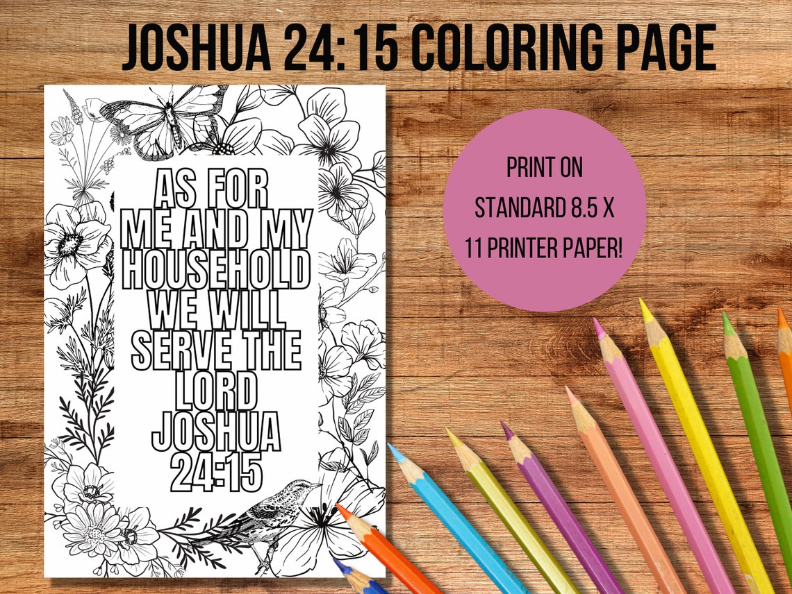 Joshua 24:15 Printable Coloring Page for Kids and Adults - as for Me ...