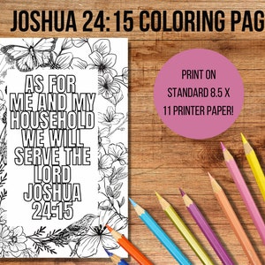 Joshua 24:15 Printable Coloring Page for Kids and Adults - as for Me ...
