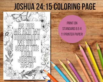 Joshua 24:15 Printable Coloring Page for Kids and Adults - as for Me ...