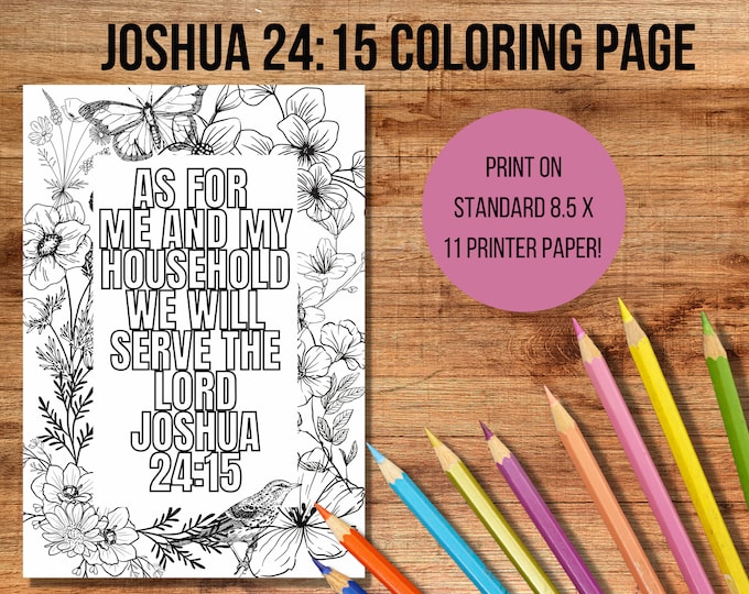 Joshua 24:15 Printable Coloring Page for Kids and Adults - as for Me ...