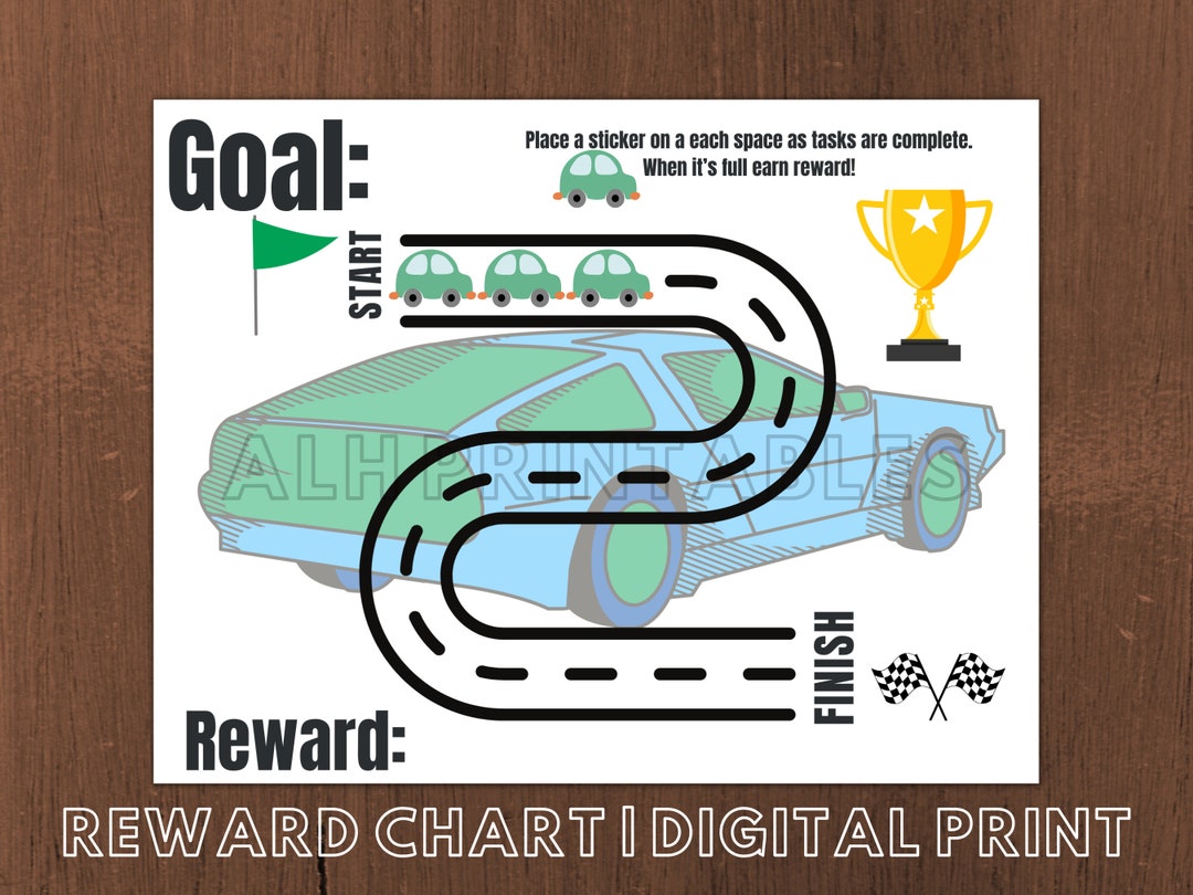 Race Car Reward Chart, Boys Behavior Chart, Blue Routine Sticker Chart ...