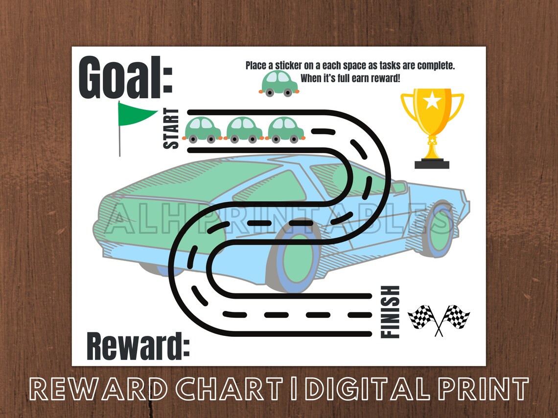 Race Car Reward Chart, Boys Behavior Chart, Blue Routine Sticker Chart ...