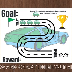 Race Car Reward Chart, Boys Behavior Chart, Blue Routine Sticker Chart ...