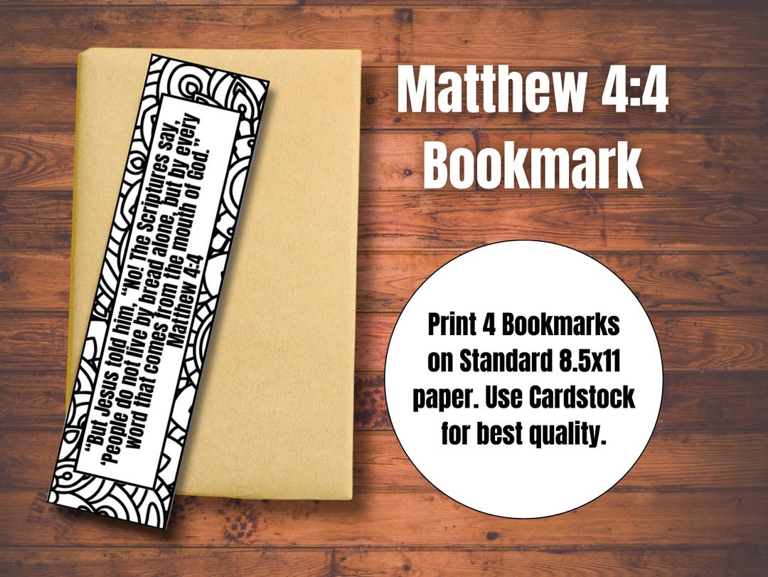 Printable Matthew 4:4 Bookmark, Coloring Page Bookmark for Kids and ...