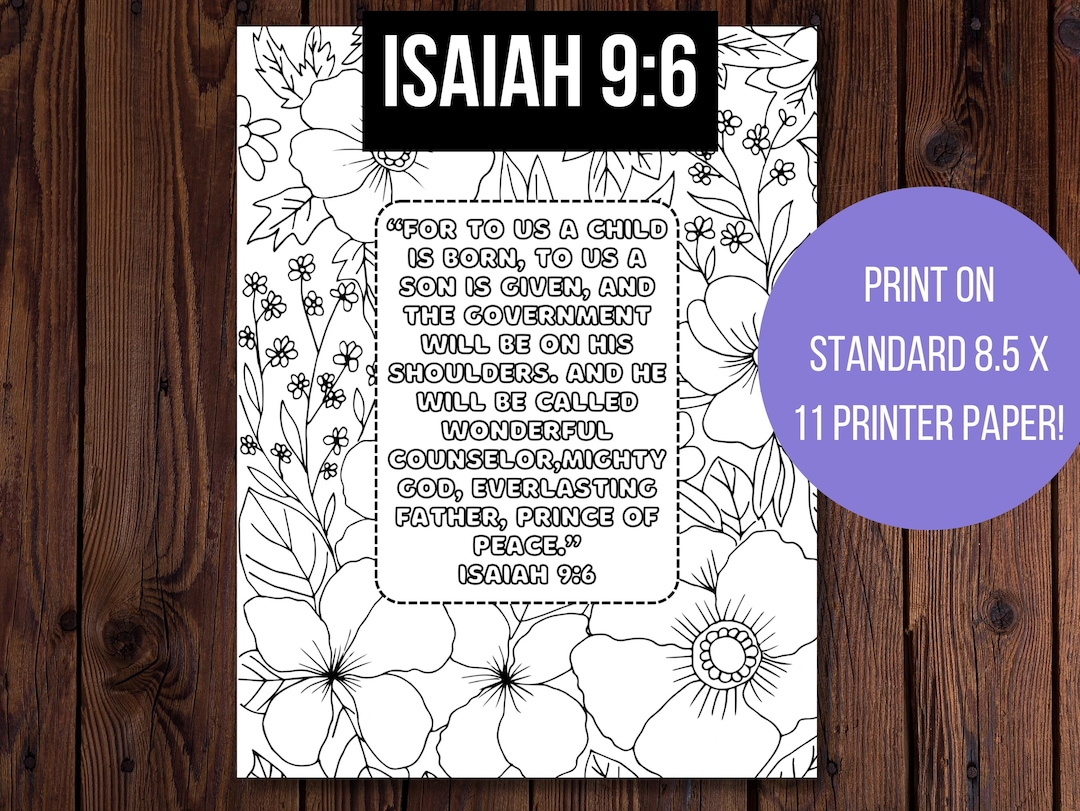 Isaiah 9:6 Printable Coloring Page, Coloring Pages for Adults, Memory ...