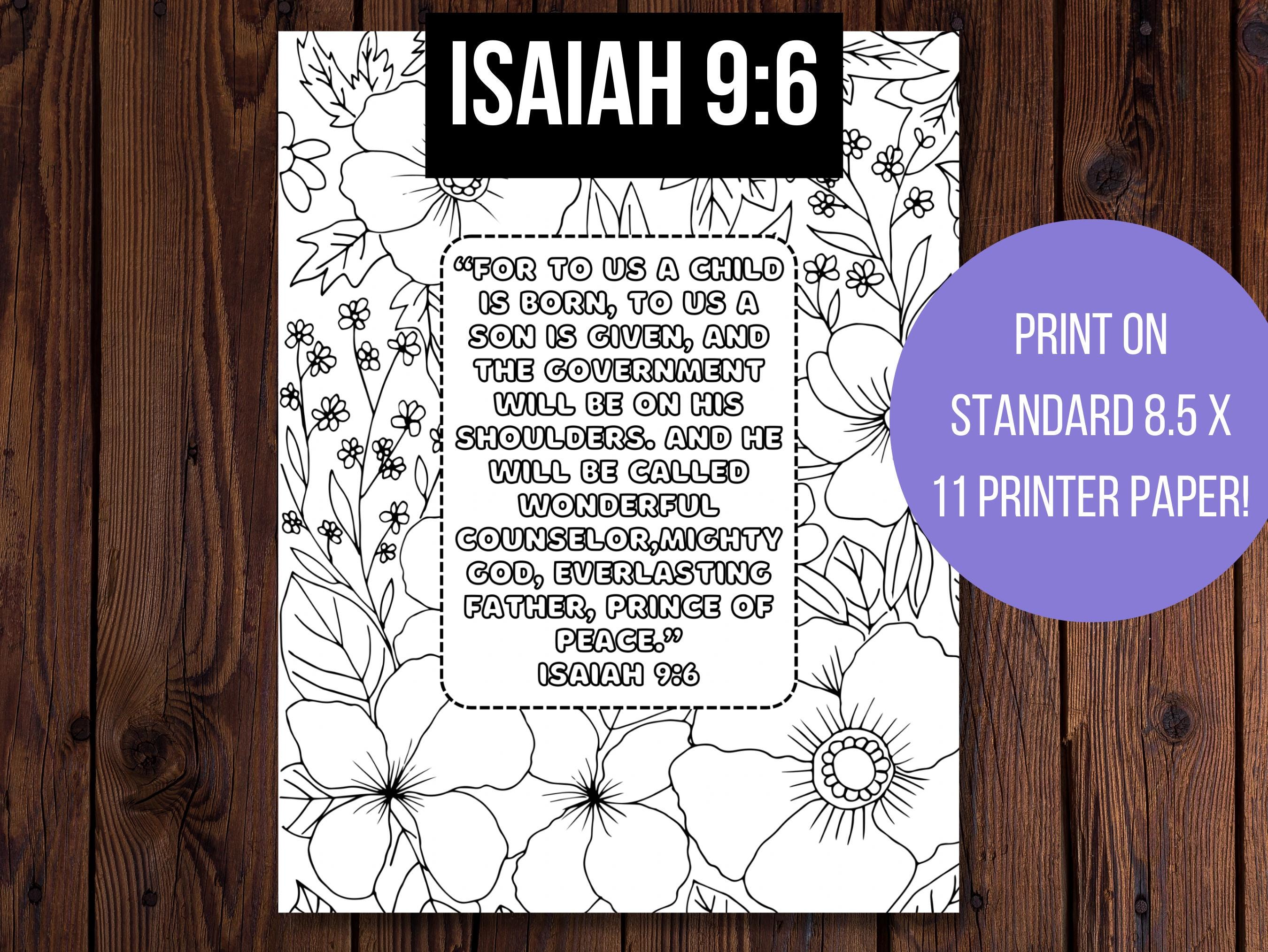 Isaiah 9:6 Printable Coloring Page, Coloring Pages for Adults, Memory ...