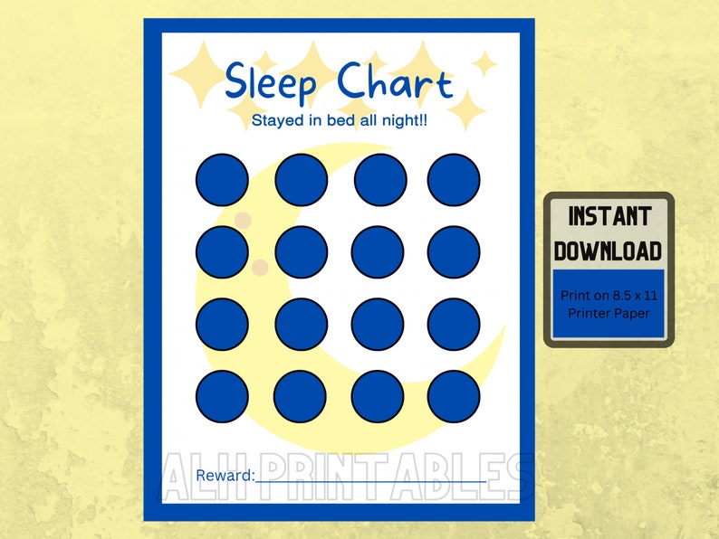 Printable Sleep Reward Chart for Kids (PNG) - Etsy