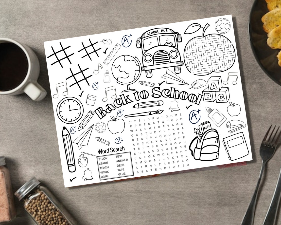 Back to School Printable Placemat for Kids, End of Summer Activity ...