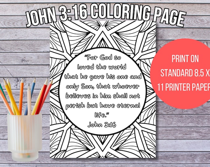 Bible Verse Coloring Page - John 3:16 - Printable Bible Coloring Page ...