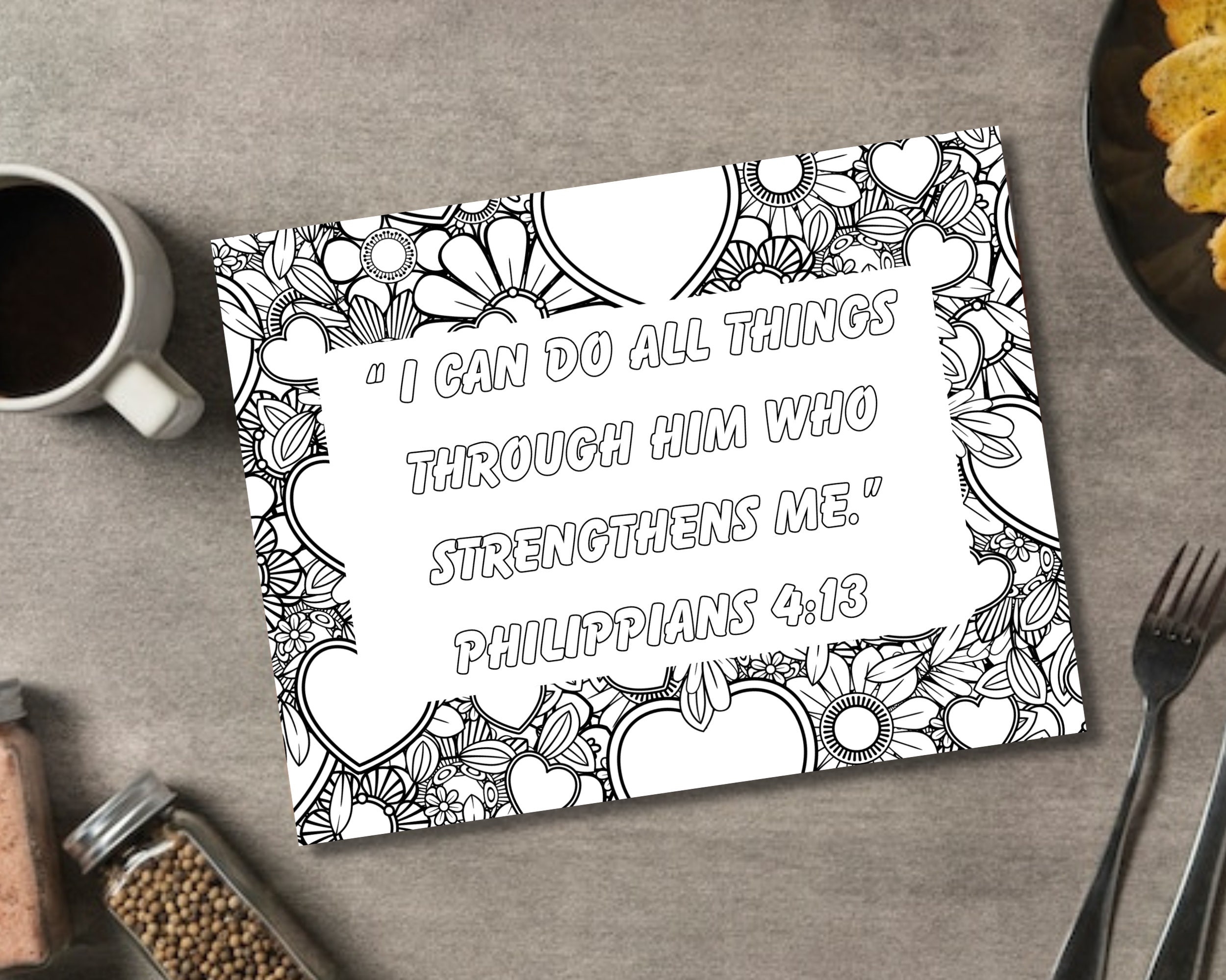 Philippians 4:13 Printable Placemat, Memory Verse Coloring Page for ...