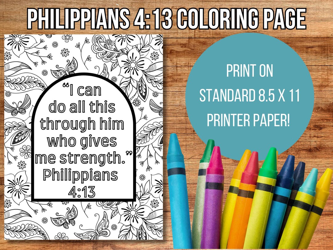 Philippians 4:13 Printable Coloring Page, Coloring Pages for Adults ...