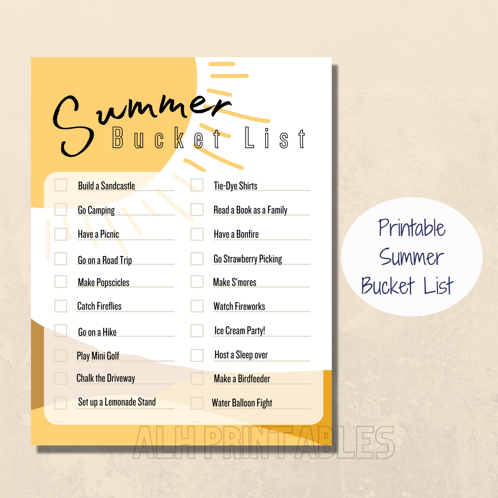Printable Summer Bucket List, Fill in the Blank Summer Bucket List ...
