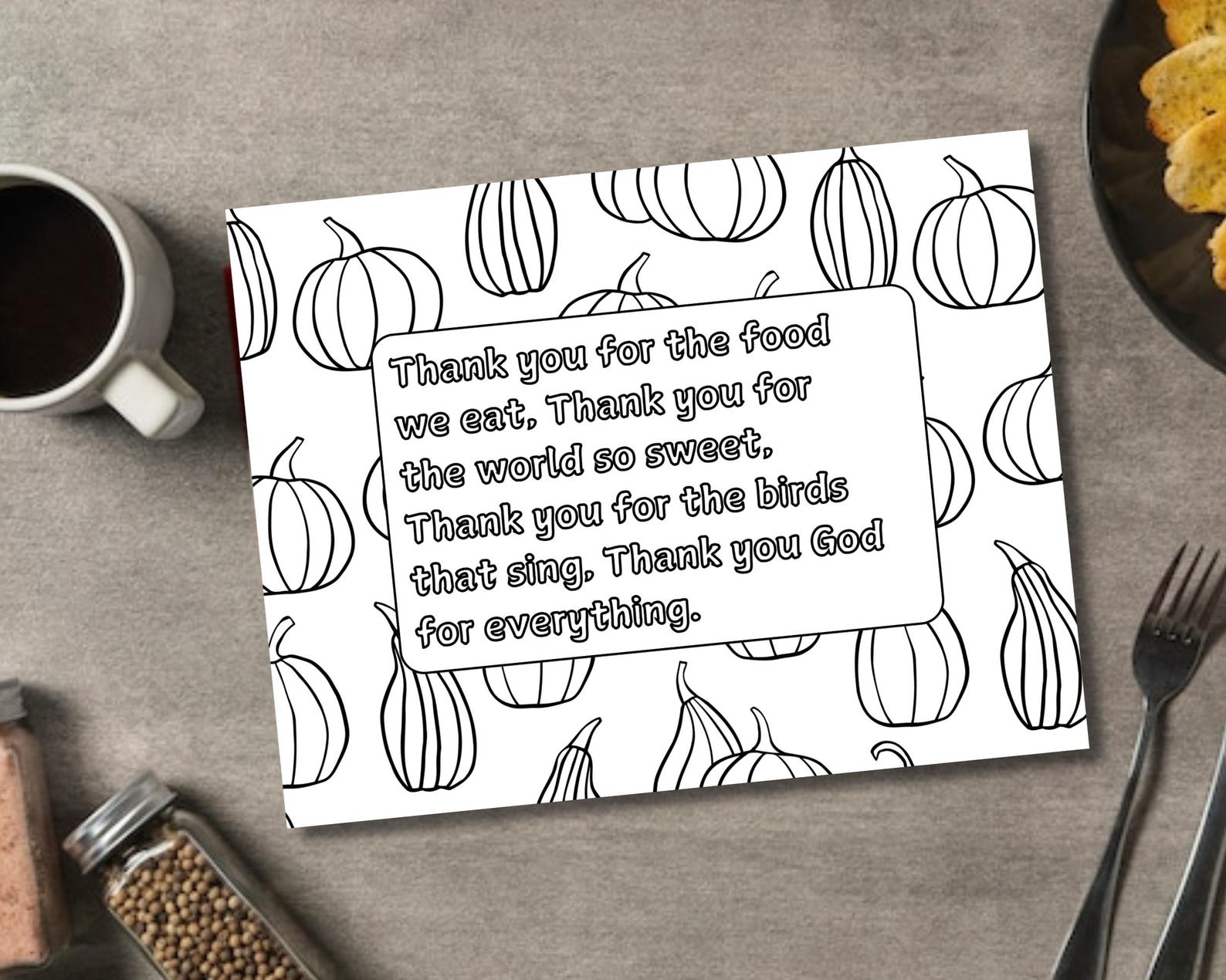 Meal Time Prayer Printable Placemat for Kids and Adults, Meal Time ...