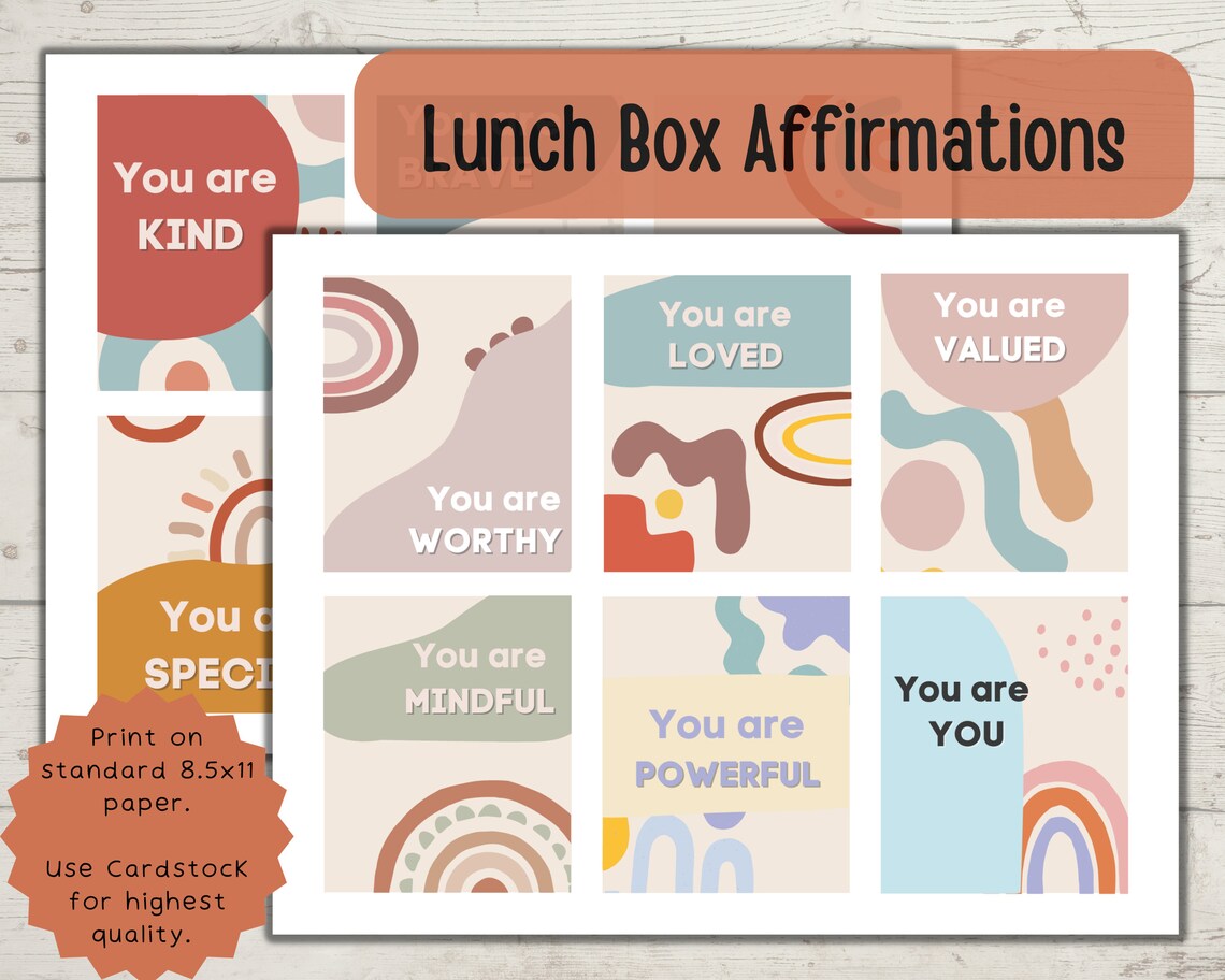 Printable Lunch Box Notes for Kids, Affirmation Cards, Lunch Box Daily ...