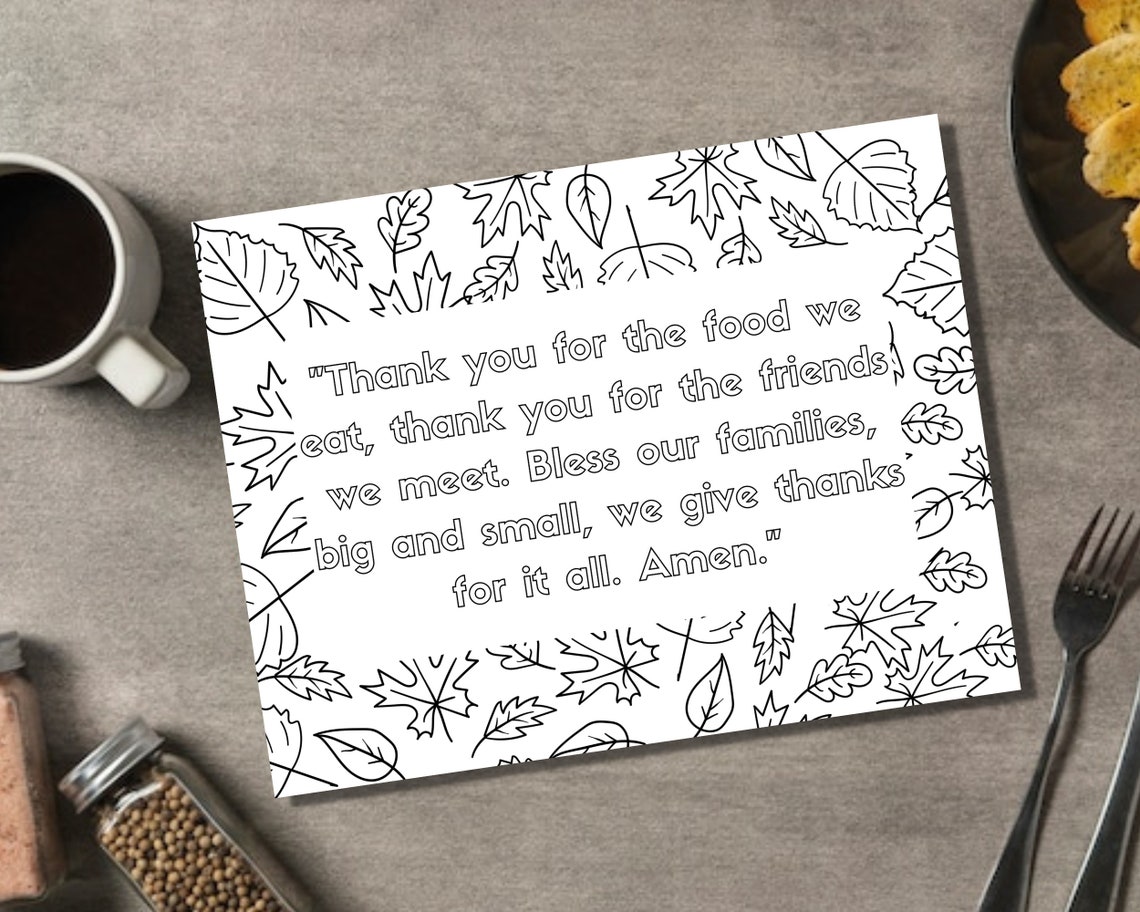 Meal Time Prayer Printable Placemat for Kids and Adults, Meal Time ...