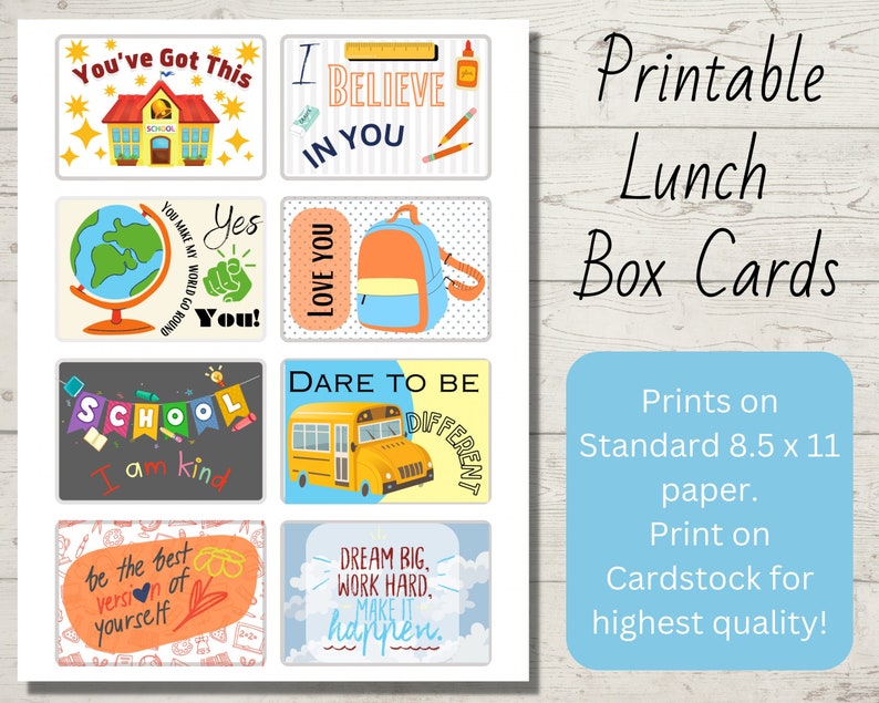 Printable Back to School Lunch Box Notes: Encouragement Cards (PNG) - Etsy