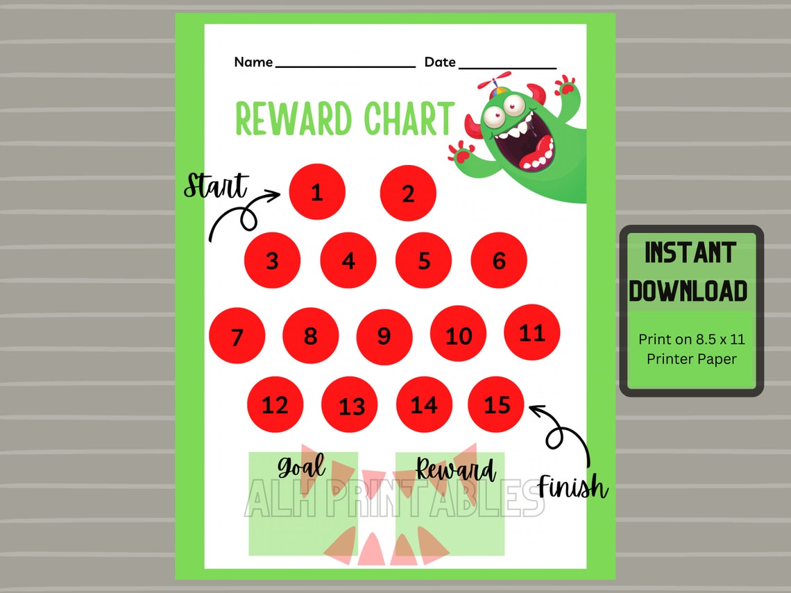 Monster Reward Chart, Behavior Chart, Monster Sticker Chart, Potty ...
