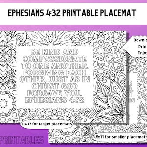 Ephesians 4:32 Printable Placemat for Kids and Adults, Memory Verse ...