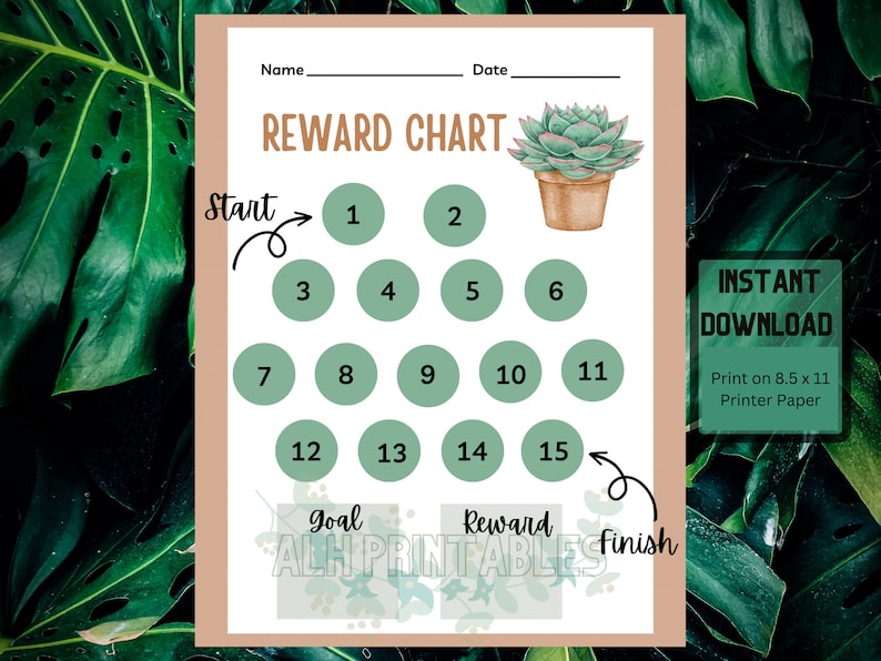 Succulent Reward Chart, Adult Sticker Chart, Plant Behavior Chart ...