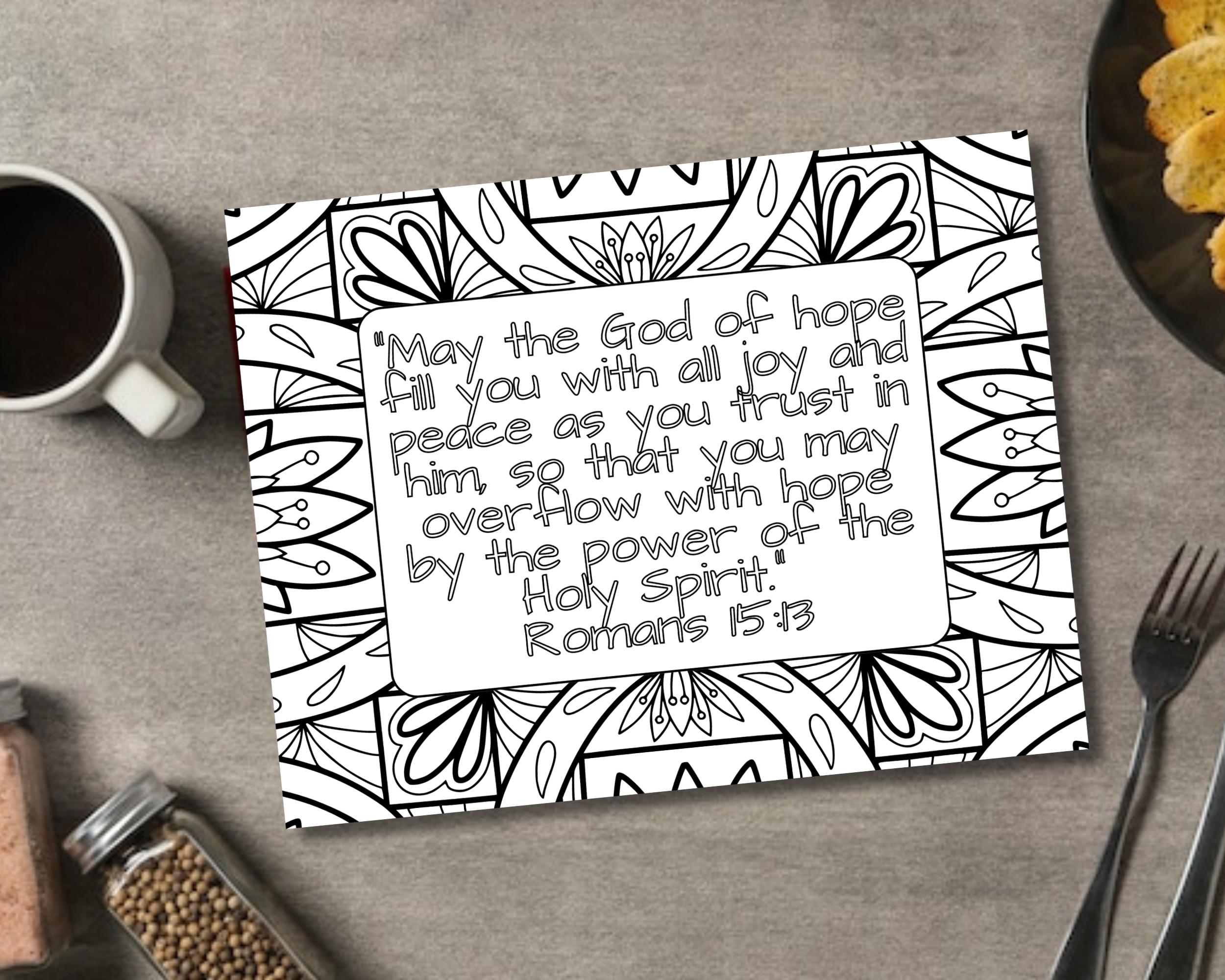 Romans 15:13 Printable Placemat for Kids and Adults, Memory Verse ...