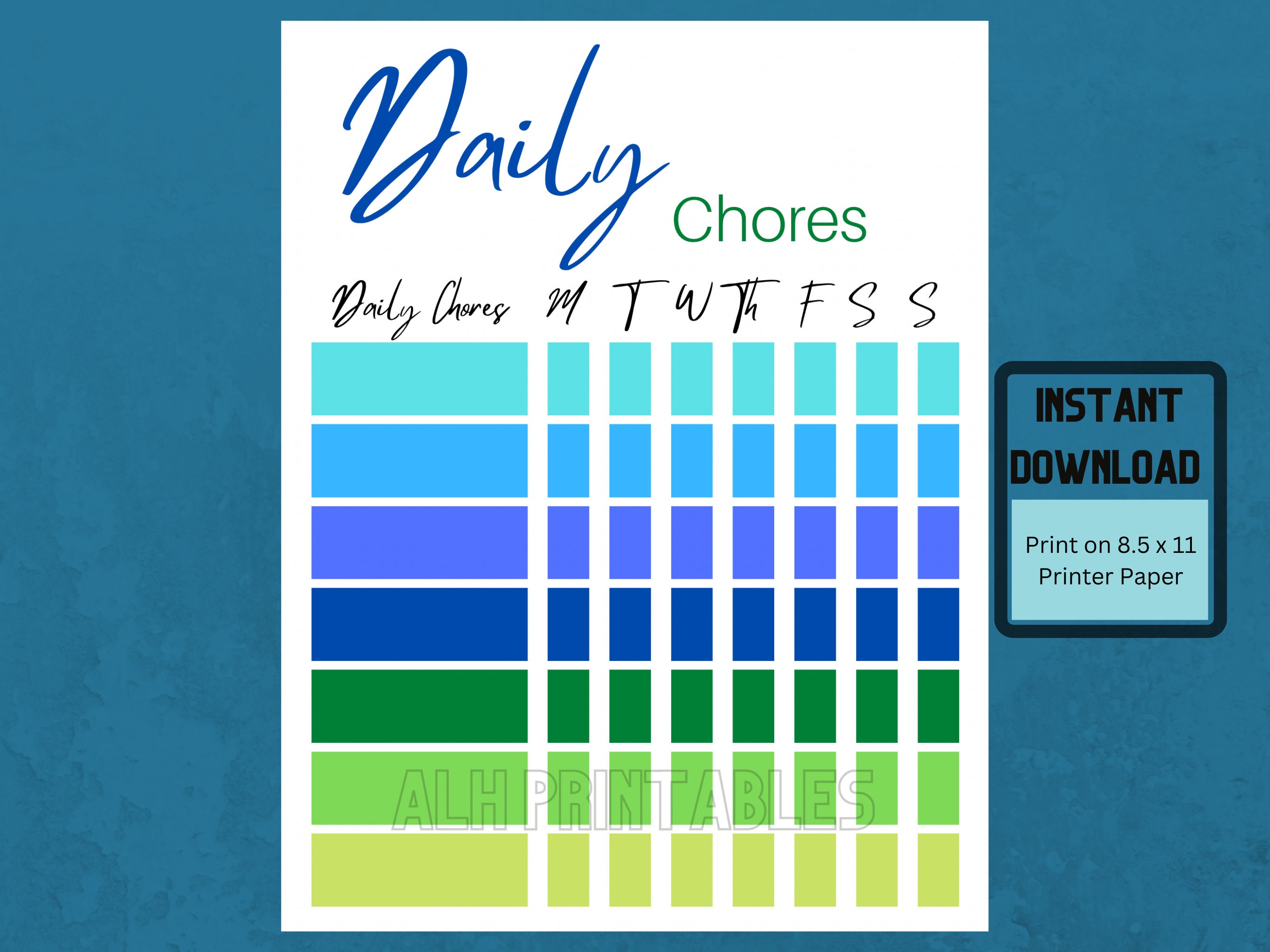Kids Chore Chart, Blank Chore Chart, Daily Chores for Kids, Colorful ...