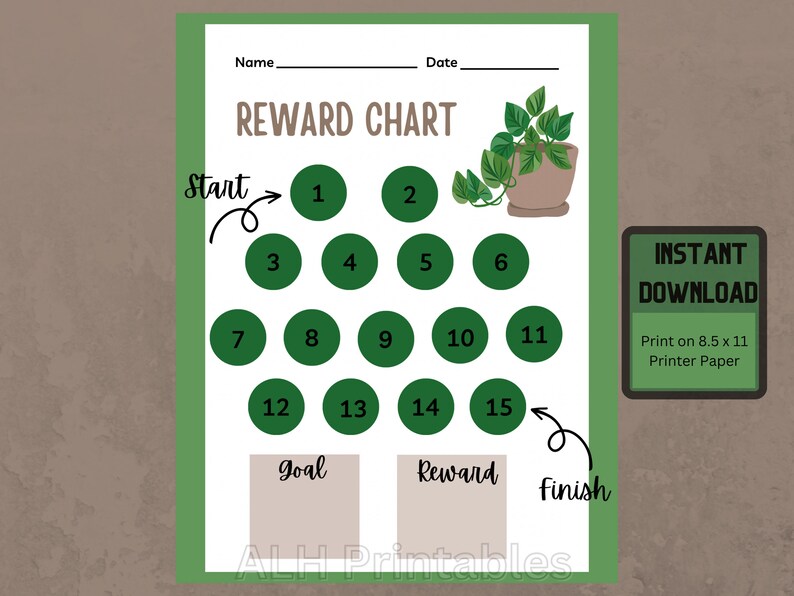 Adult Reward Chart, Plant Sticker Chart, Adult Tracking Chart, Habit ...