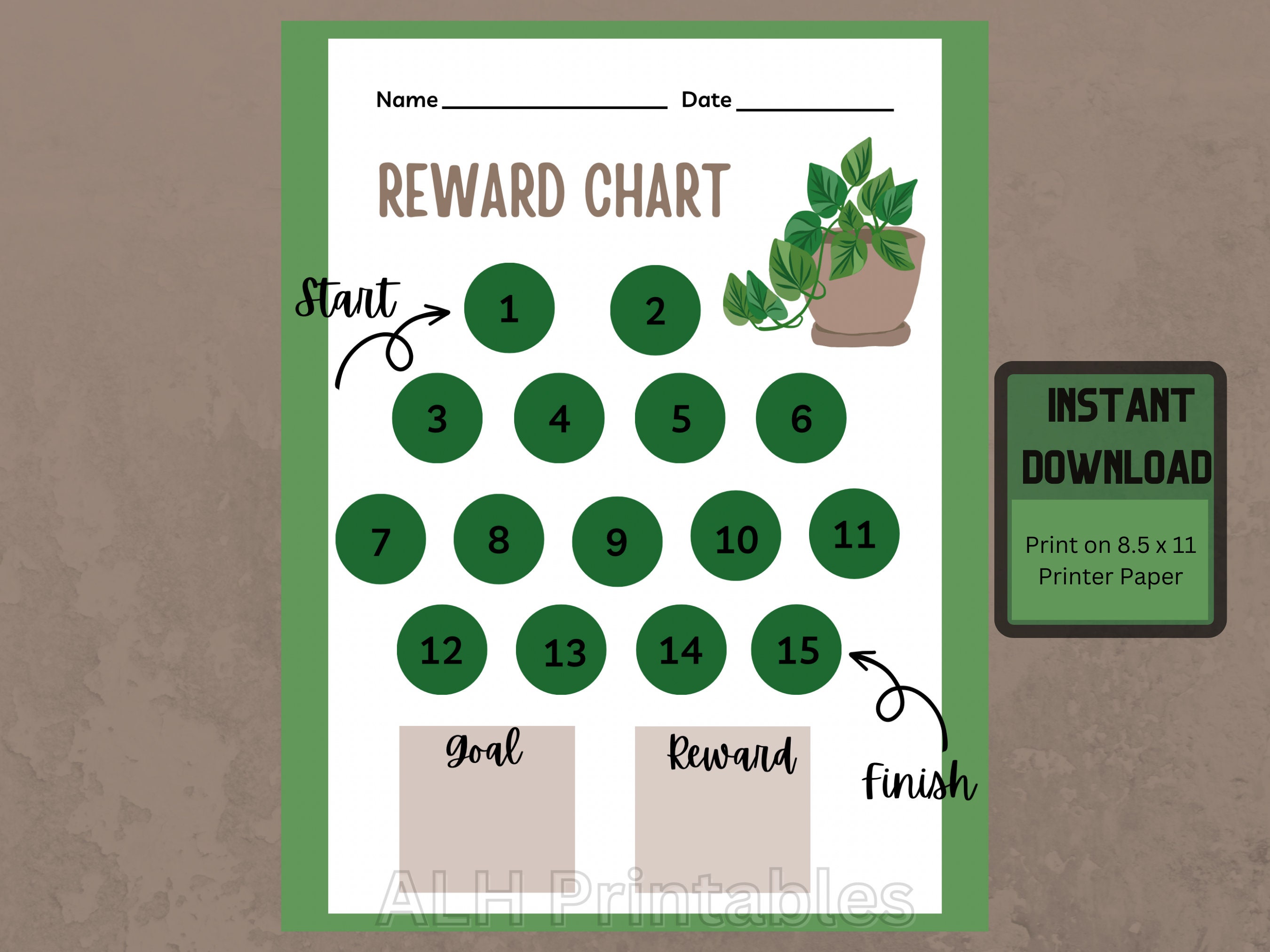 Adult Reward Chart, Plant Sticker Chart, Adult Tracking Chart, Habit ...