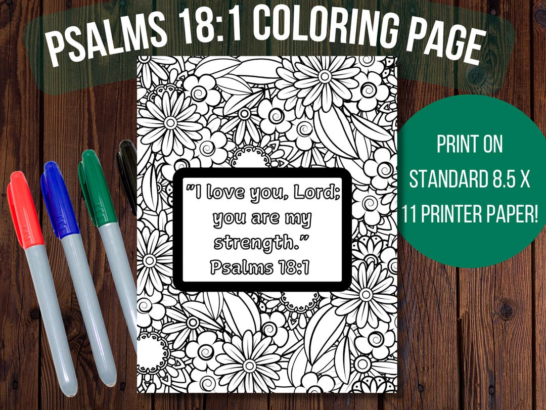 Psalms 18:1 Printable Coloring Page, Coloring Pages for Adults, Memory ...