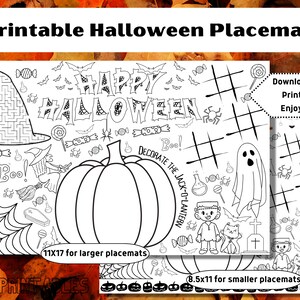Halloween Printable Placemat for Kids, Spooky Season Meal Time Activity ...