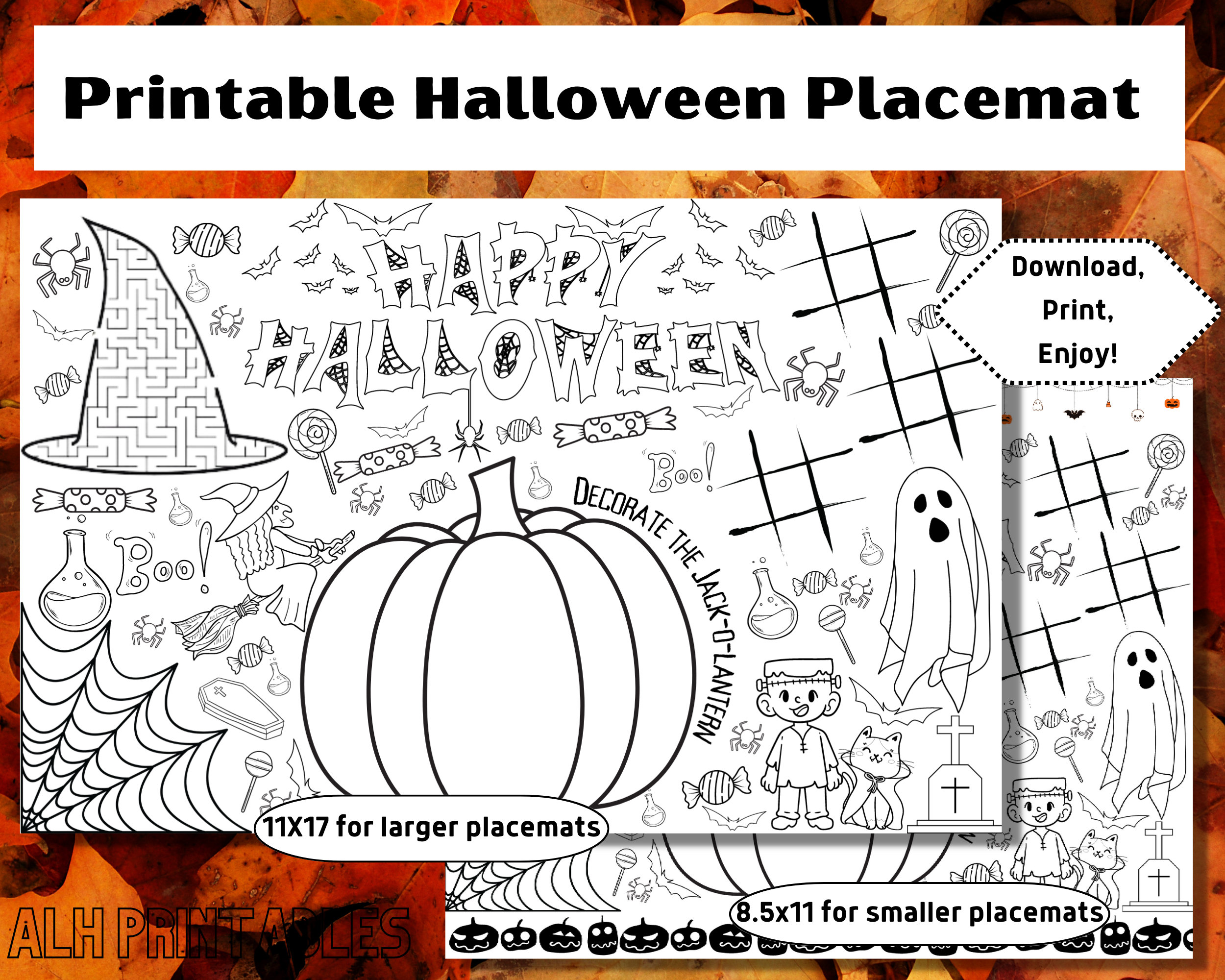 Halloween Printable Placemat for Kids, Spooky Season Meal Time Activity ...