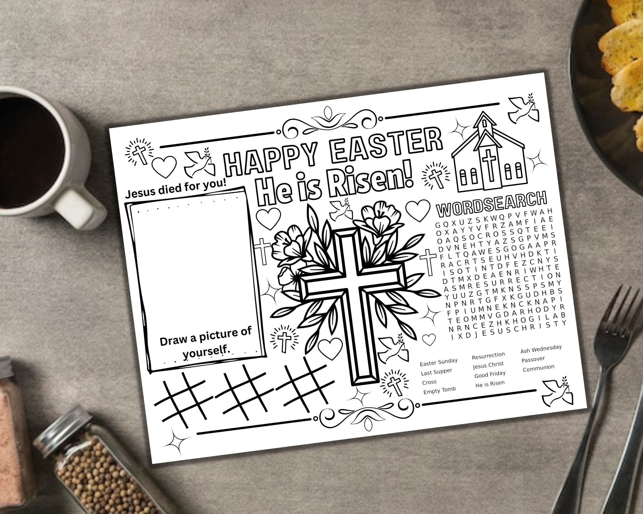 Printable Easter Activity Placemat, Religious Easter Placemat ...