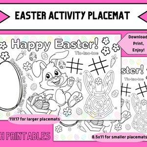 Printable Easter Placemat, Easter Table Setting, Easter Coloring Pages ...