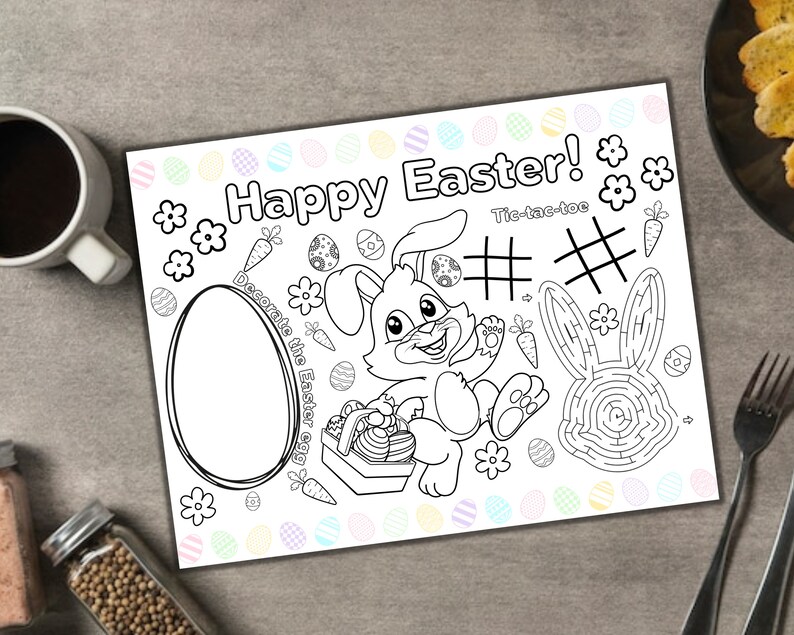 Printable Easter Placemat, Easter Table Setting, Easter Coloring Pages ...