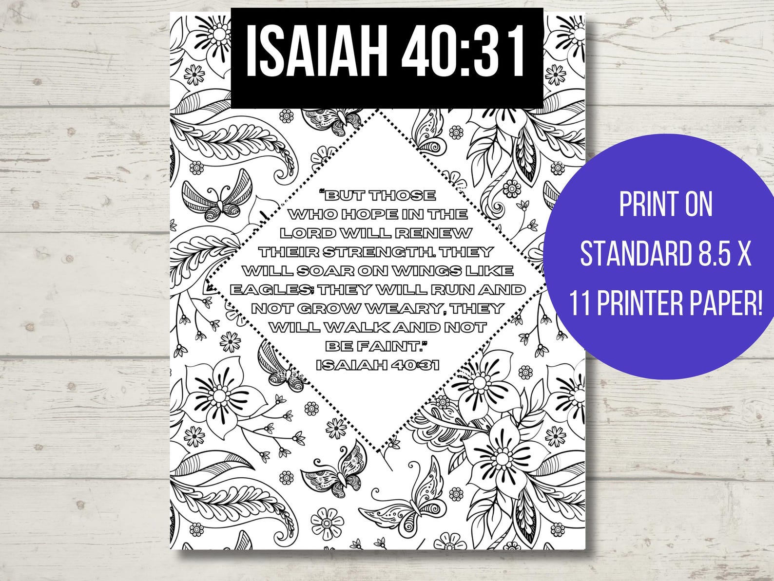 Isaiah 40:31 Printable Coloring Page, Coloring Pages for Adults, Memory ...