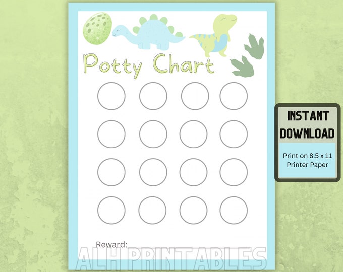 Dinosaur Potty Chart, Printable Potty Training Reward Chart for Kids ...