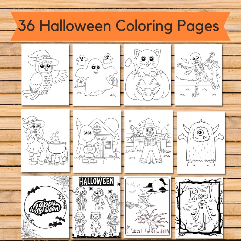 Printable Halloween Coloring Pages for Kids Halloween Day - Etsy