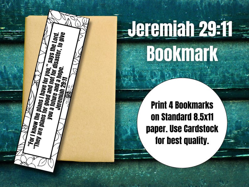 Printable Jeremiah 29:11 Bookmark, Coloring Page Bookmark for Kids and ...