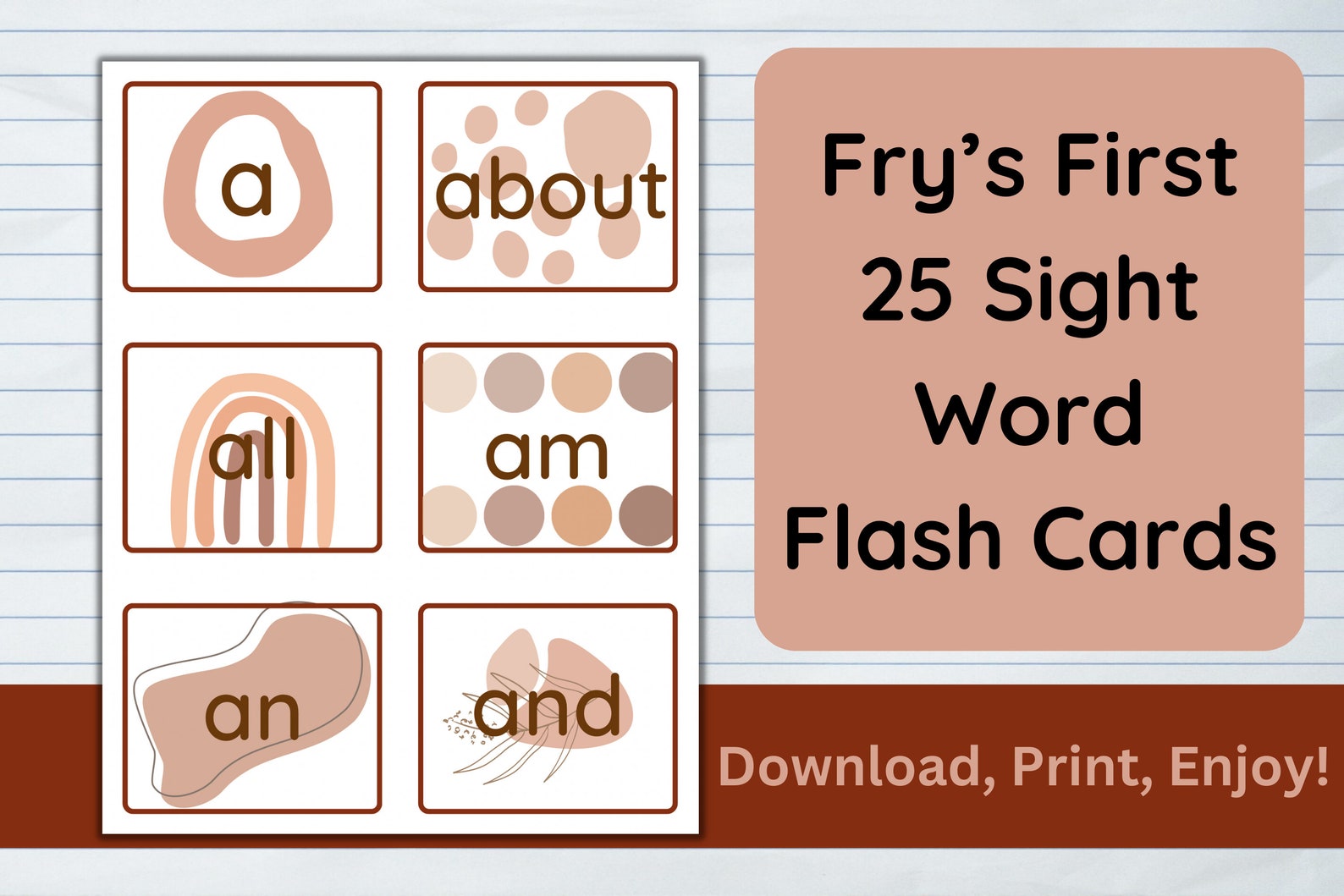 Printable Frys First Sight Word Flash Cards, Montessori Printable ...