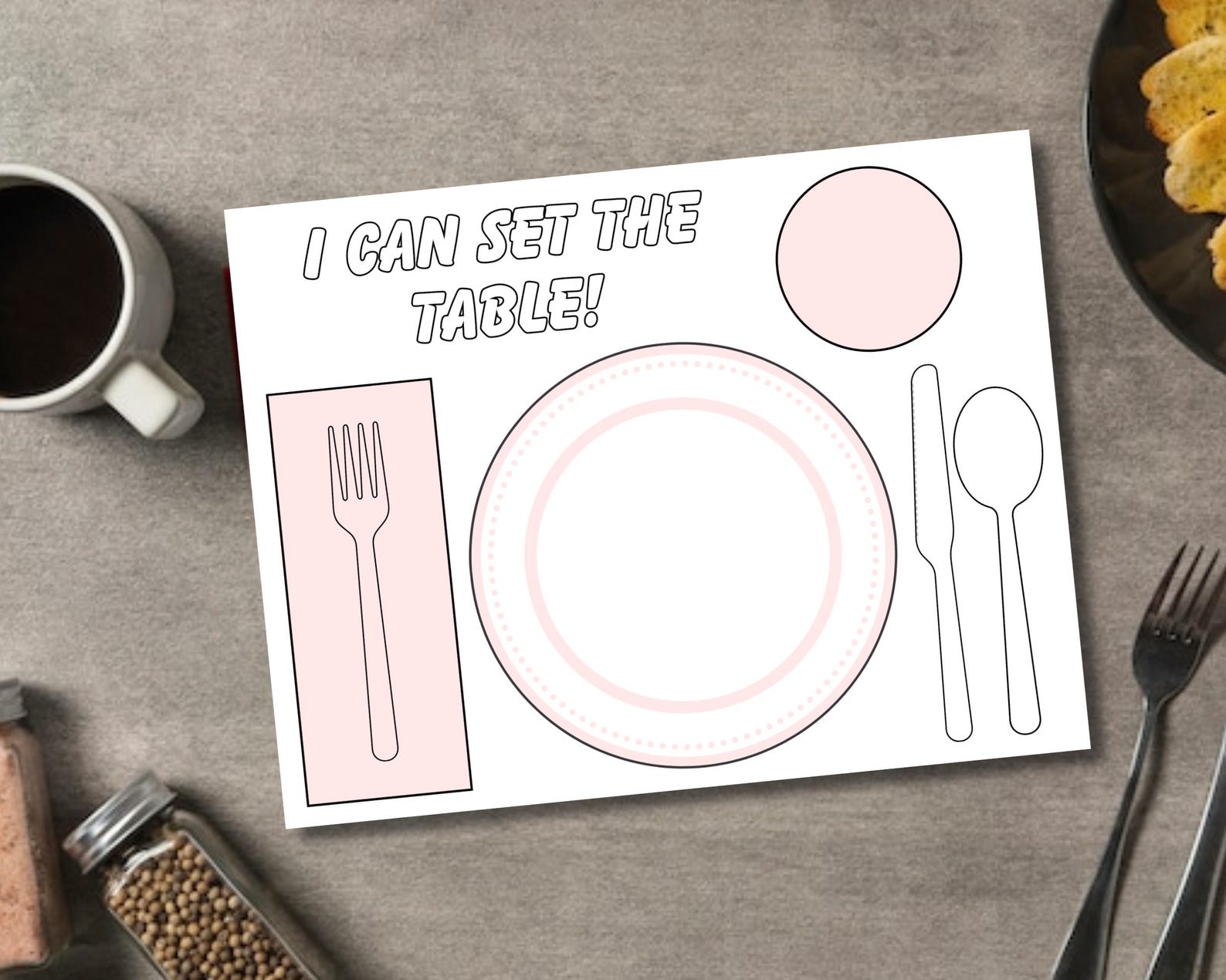 Printable Table Setting Placemat: Montessori Learning (PNG File) - Etsy
