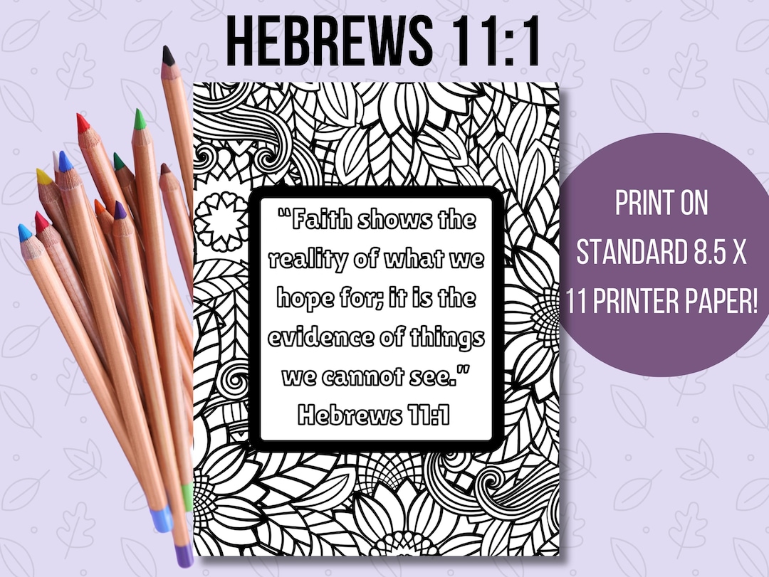 Hebrews 11:1 Printable Coloring Page, Coloring Pages for Adults, Memory ...