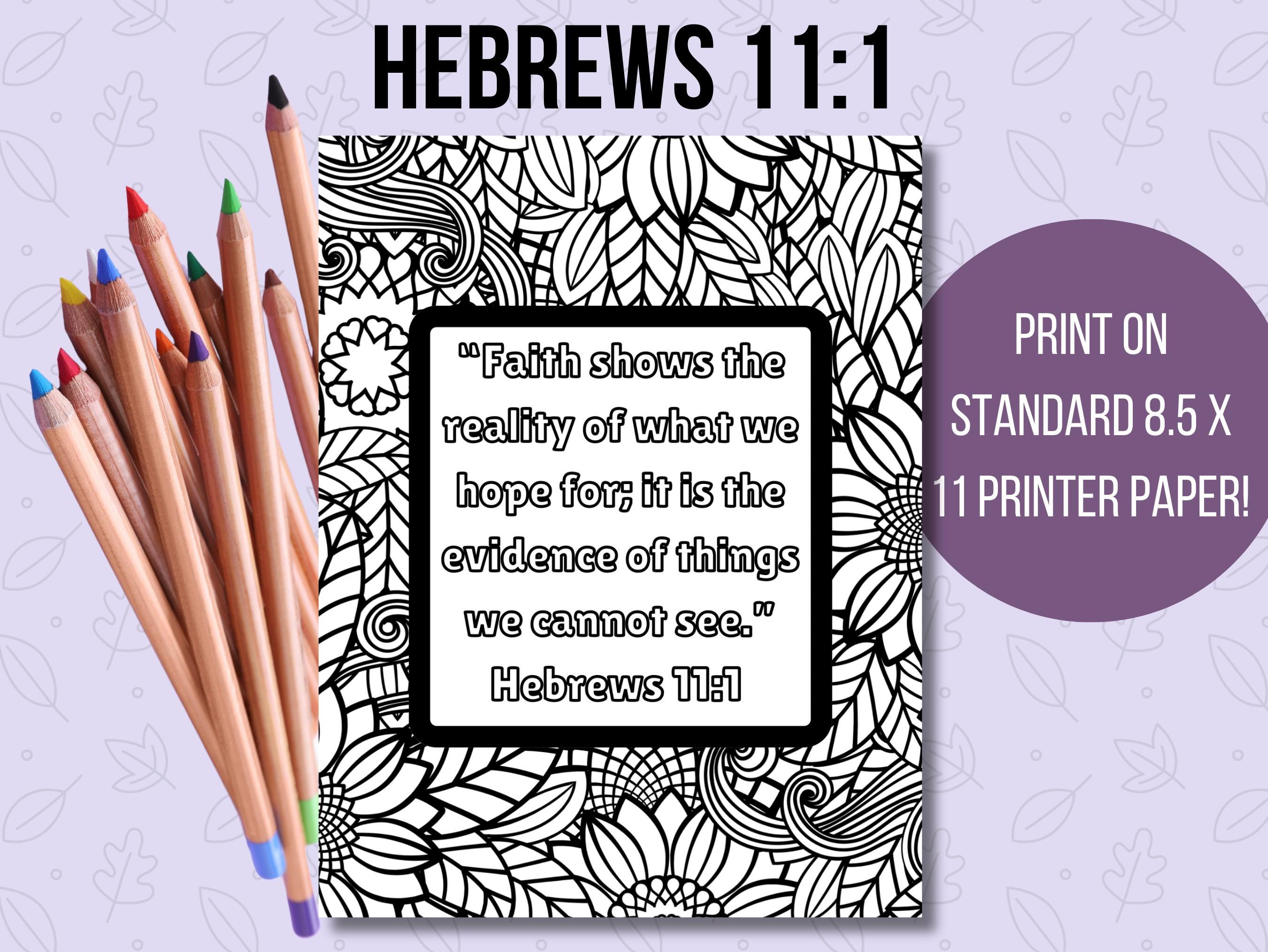 Hebrews 11:1 Printable Coloring Page, Coloring Pages for Adults, Memory ...