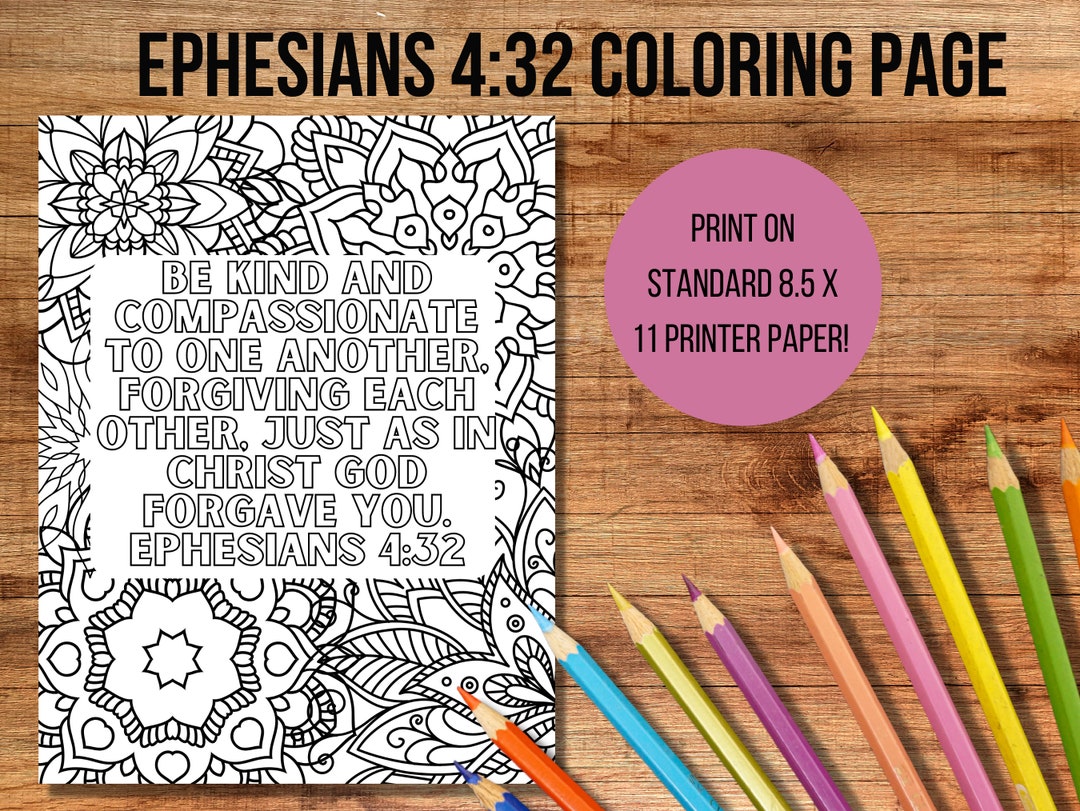 Ephesians 4:32 Printable Coloring Page, Coloring Pages for Adults ...
