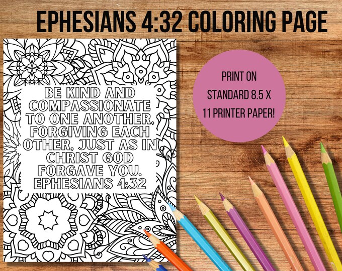 Ephesians 4:32 Printable Coloring Page, Coloring Pages for Adults ...