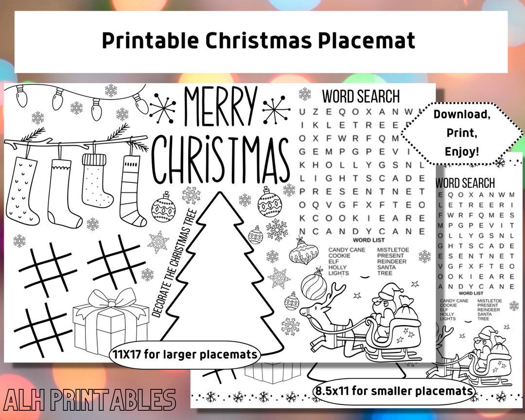 Merry Christmas Printable Placemat for Kids, Meal Time Activity ...
