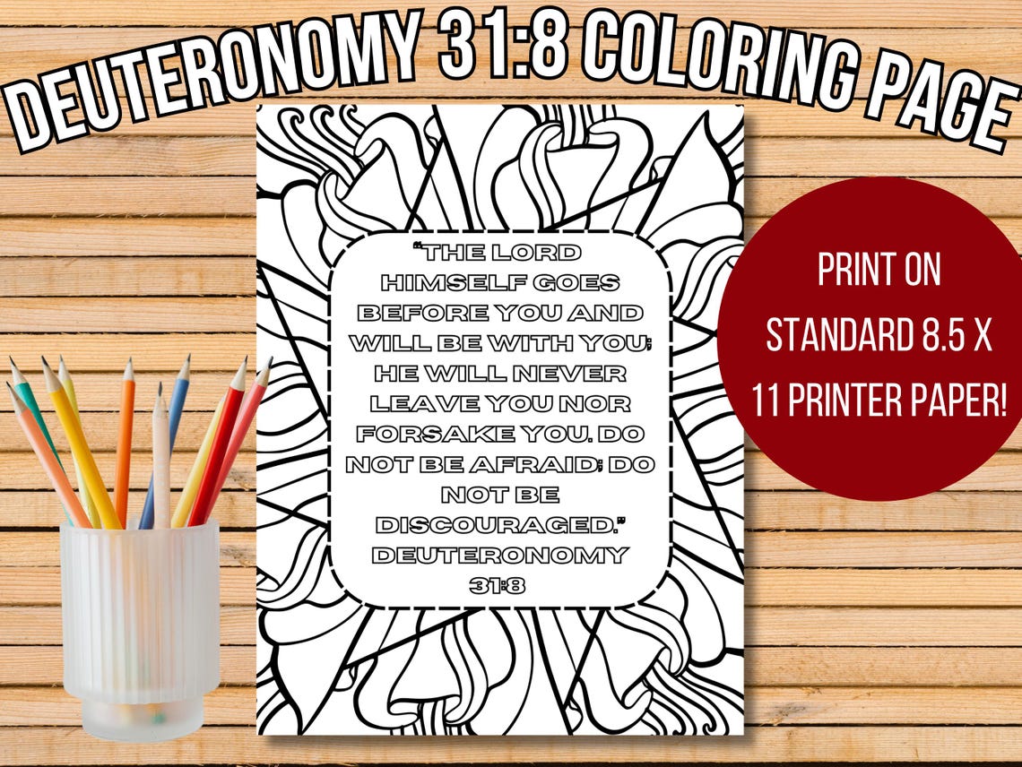 Deuteronomy 31:8 Printable Coloring Page, Coloring Pages for Adults ...