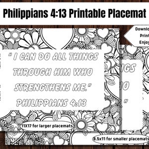 Philippians 4:13 Printable Placemat, Memory Verse Coloring Page for ...