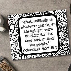 Colossians 3:23 Printable Placemat for Kids and Adults, Memory Verse ...