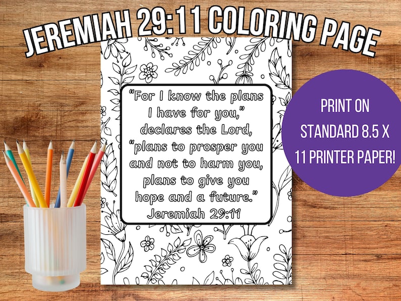 Jeremiah 29:11printable Coloring Page, Coloring Pages for Adults ...