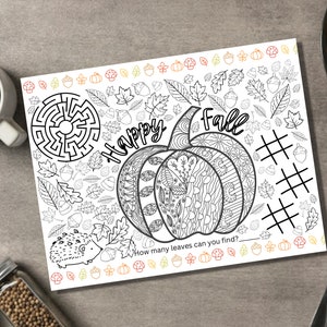 Happy Fall Printable Placemat for Kids and Adults, Beginning of Autumn ...