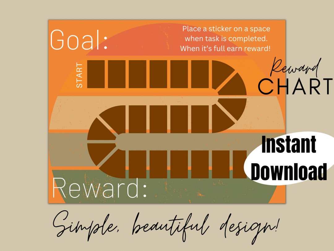 Simple Reward Chart, Printable Mid Century Behavior Chart, Daily Chore ...